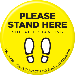 Floor Stickers | Please stand here | Yellow | 2 Pack