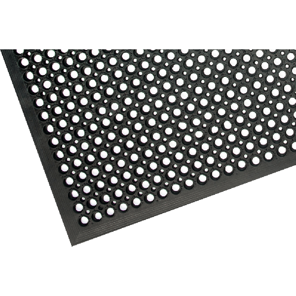Rubber Safety Mat with Holes 90 x 150cm Black