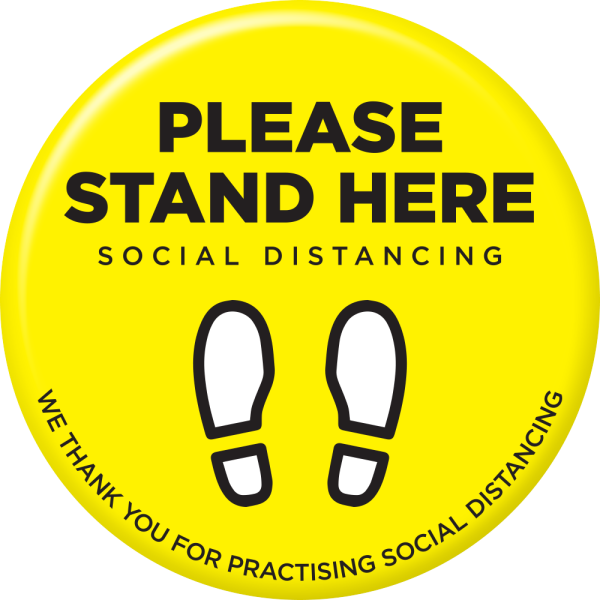 Floor Stickers | Please stand here | Yellow | 2 Pack